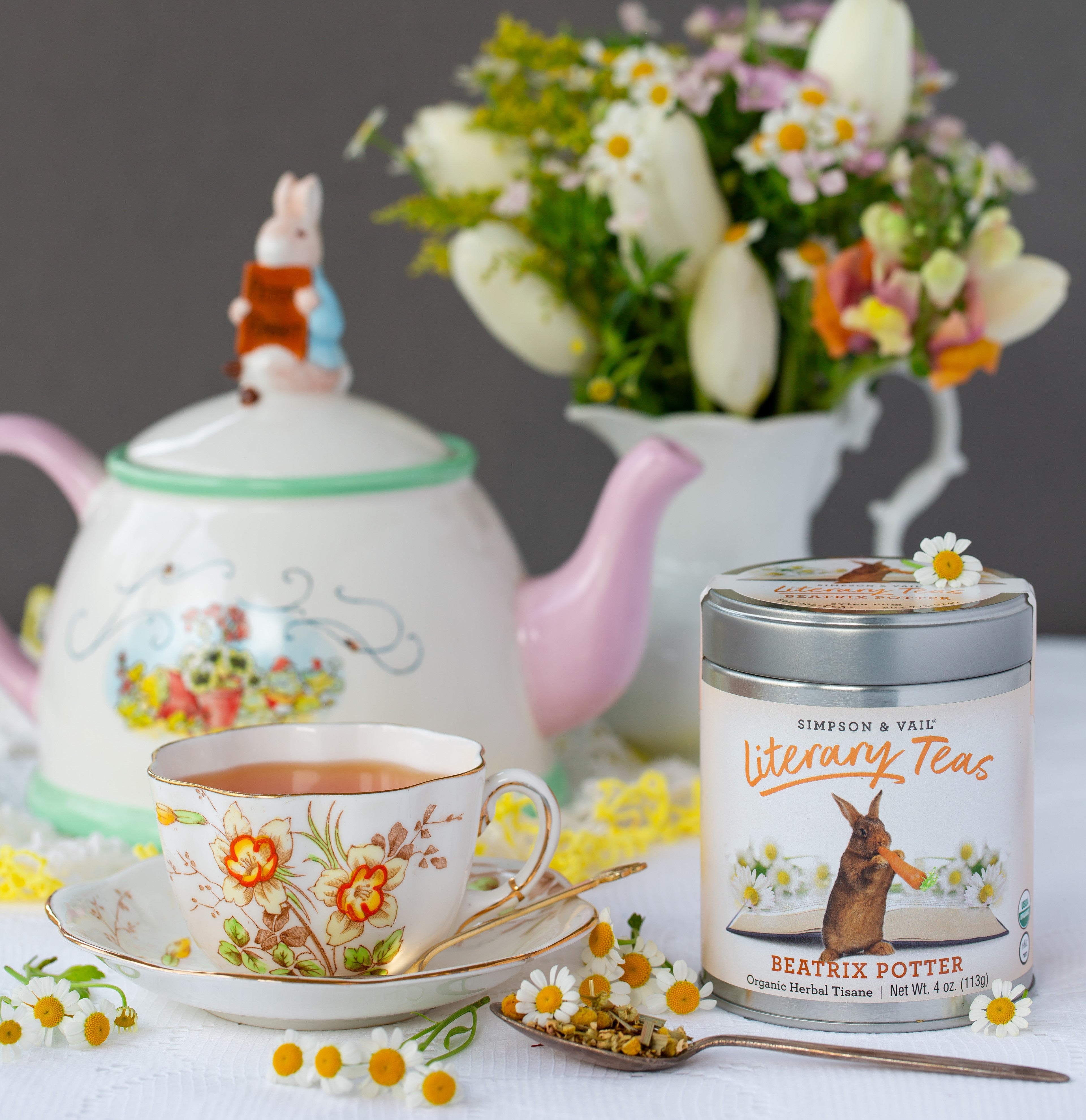 Literary Tea Line: Bronte Sisters, Potter, Carroll – Simpson & Vail